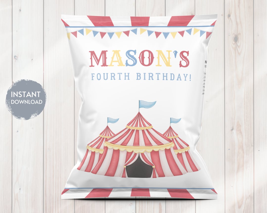 Circus Chip Bag, Circus Theme Party Favor, Kids Circus Popcorn Bag ...