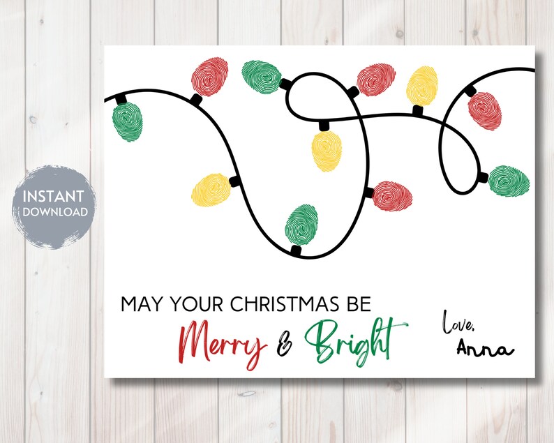 Christmas Fingerprint Template, Digital Download, Daycare Craft ...