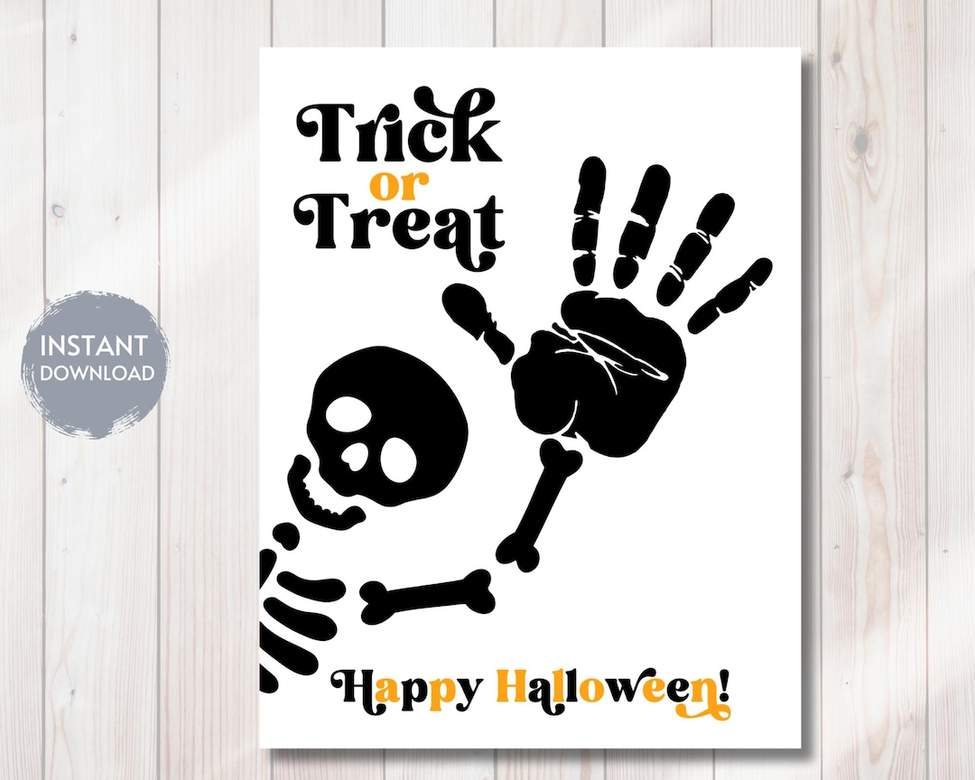 HALLOWEEN Handprint Craft TEMPLATE, Skeleton Handprint, Instant Digital ...