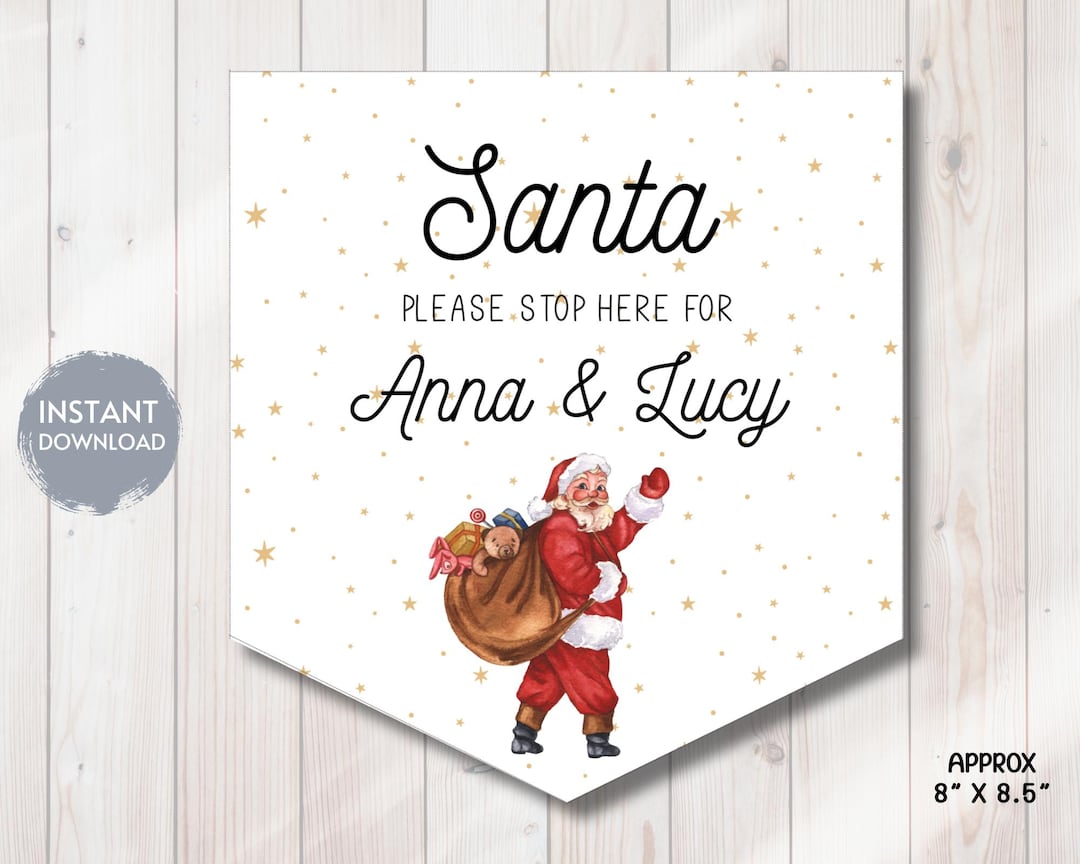 Santa Please Stop Here Sign, Printable Santa Stop Here Sign, Santa ...