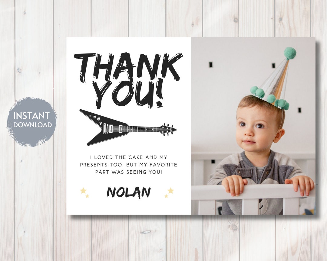 Rock N Roll Birthday Thank You Card, First World Tour, One Rocks ...