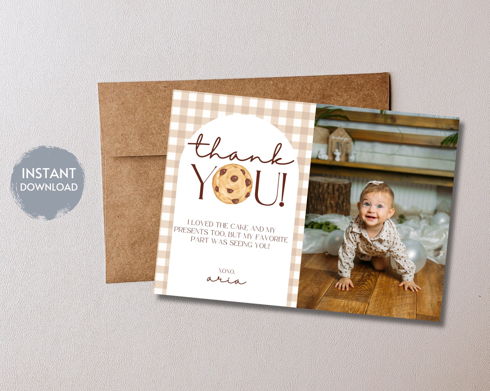 Cookie Birthday Thank You Card, One Sweet Cookie Birthday Theme ...