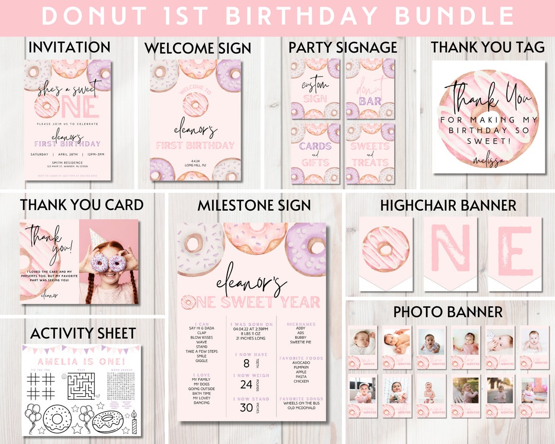 Sweet to Be One First Birthday Bundle, Donut Bday Bundle, Sweet Donut ...