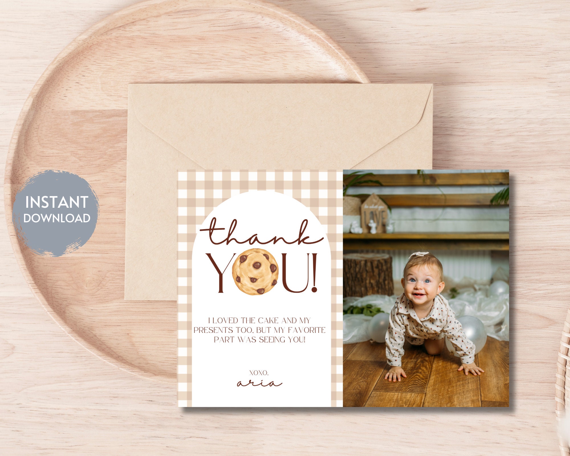 Cookie Birthday Thank You Card, One Sweet Cookie Birthday Theme ...