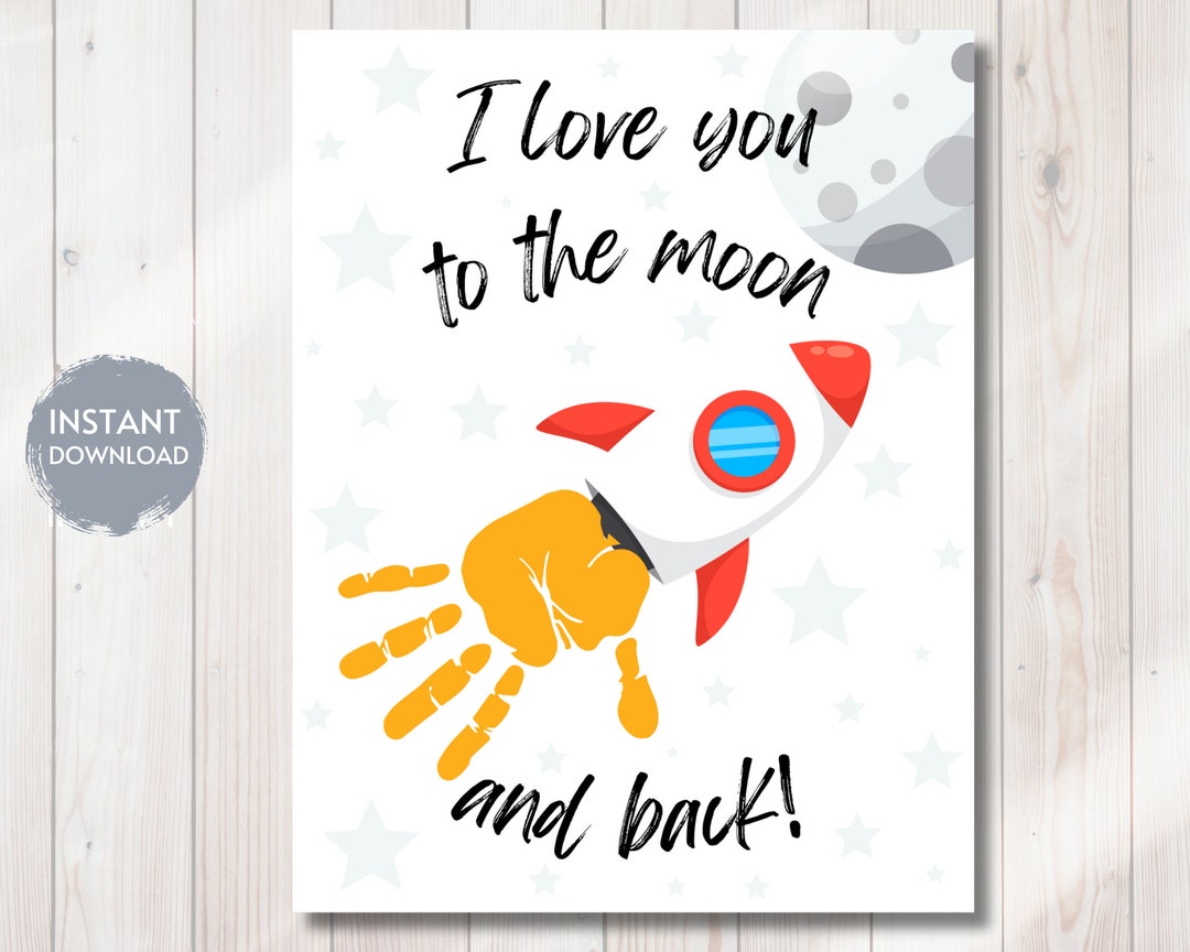 Handprint Art Craft TEMPLATE, Instant Digital Download, Rocket, Father ...