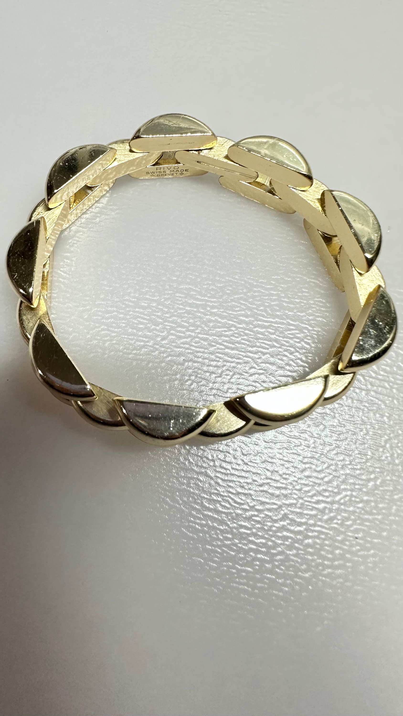 Vintage 1950’s RIVO SWISS Made Brevet Basket Weave Wide Gold Tone ...