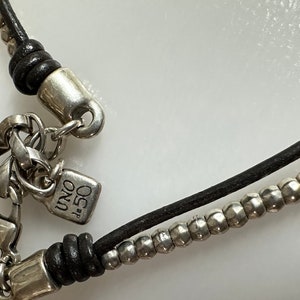 Beautiful UNO 50 Pink Crystal Silver Plate Leather With Beaded Necklace ...