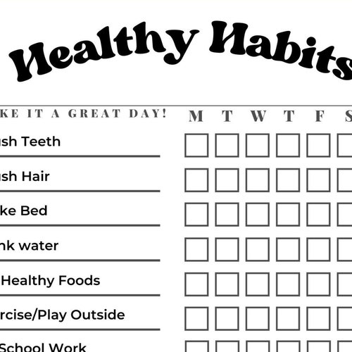 Healthy Habits Checklist Kids Daily Routineprintable Daily - Etsy