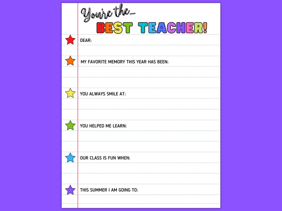 Teacher Appreciation Week Printable Teacher Thank You Page - Etsy