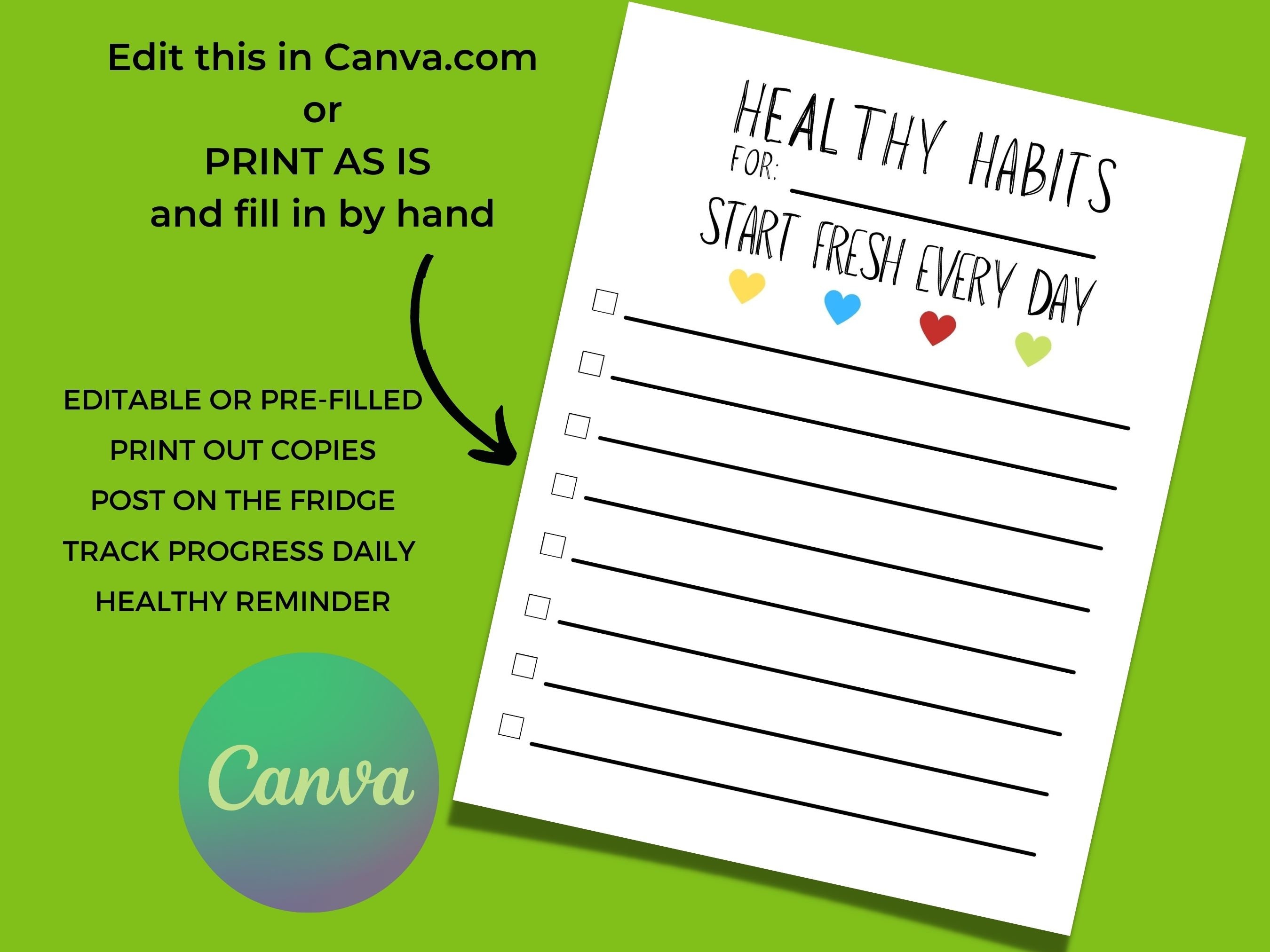 Healthy Habits Checklist | Kids Daily Routine | Reward Chart | Daily ...