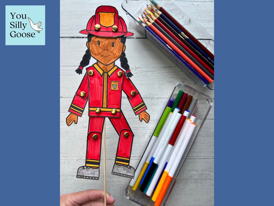 Craft paper Doll Police Officer Fire Fighter Articulated - Etsy