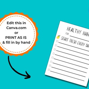 Healthy Habits Checklist Kids Daily Routine Reward Chart - Etsy