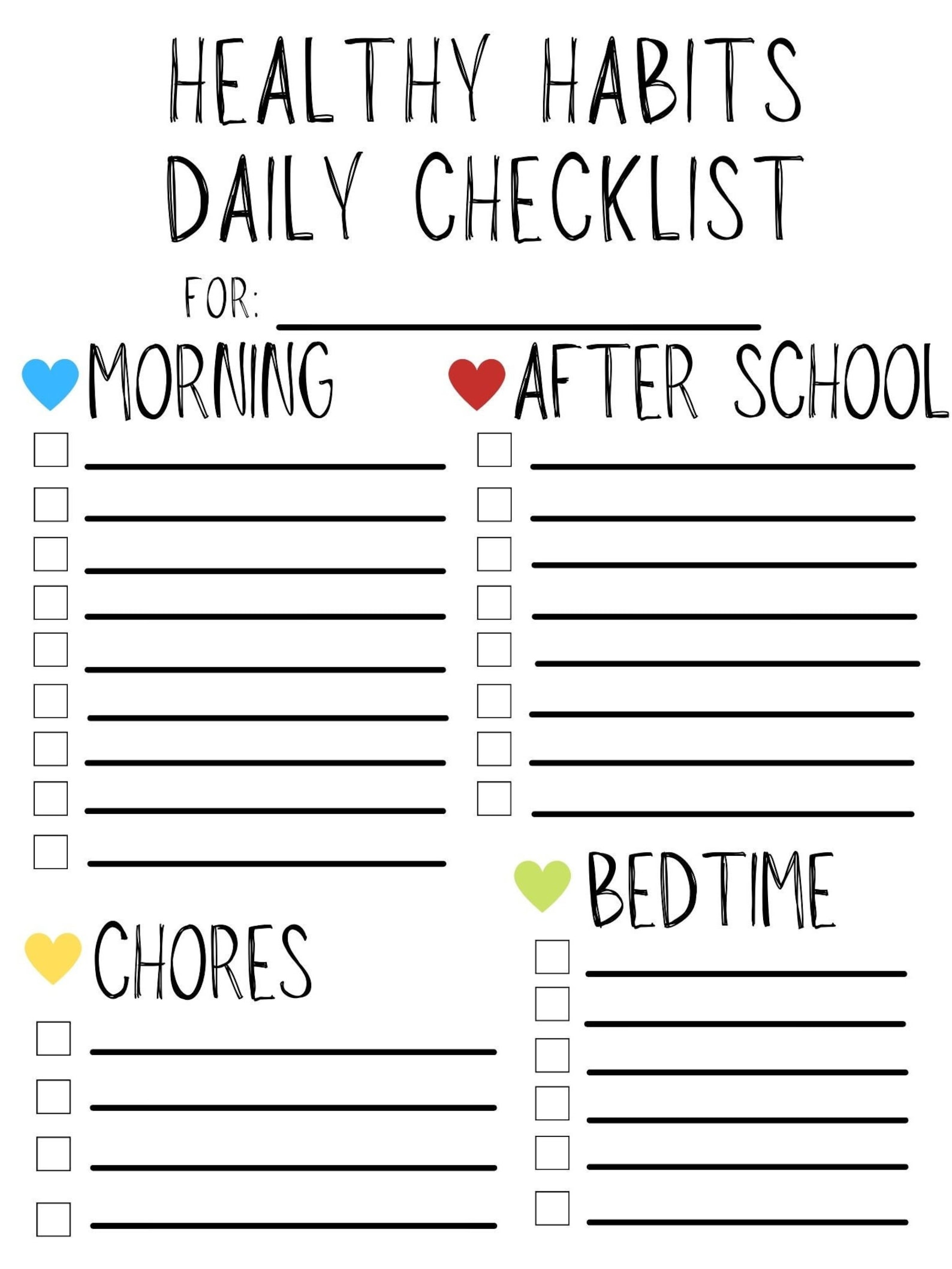 Healthy Habits Checklist | Kids Daily Routine | Reward Chart | Daily ...