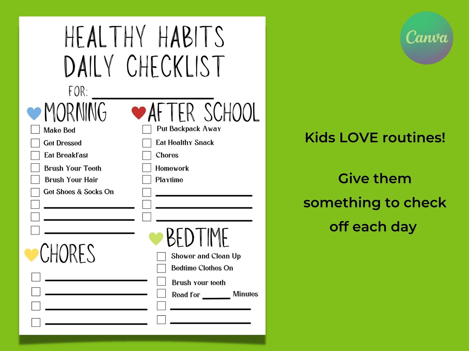 Healthy Habits Checklist | Kids Daily Routine | Reward Chart | Daily ...