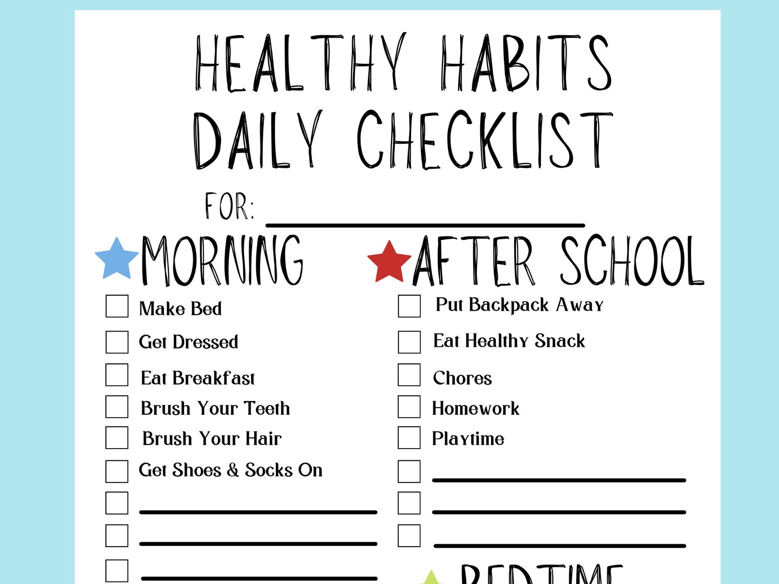 Kids Healthy Habits Checklist: Daily Routine Chart (PDF, Canva) - Etsy
