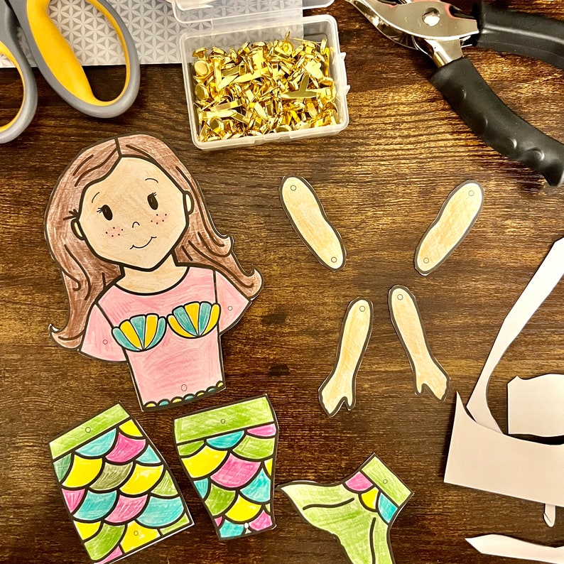 Craft paper Doll Mermaid Craft Articulated Doll Paper - Etsy