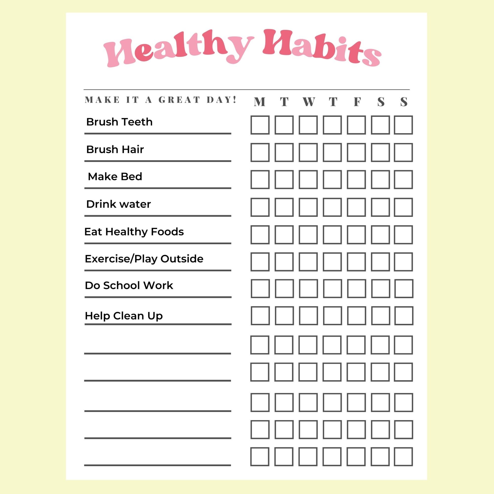 Healthy Habits Checklist, Kids Daily Routine, Printable Daily Routine ...