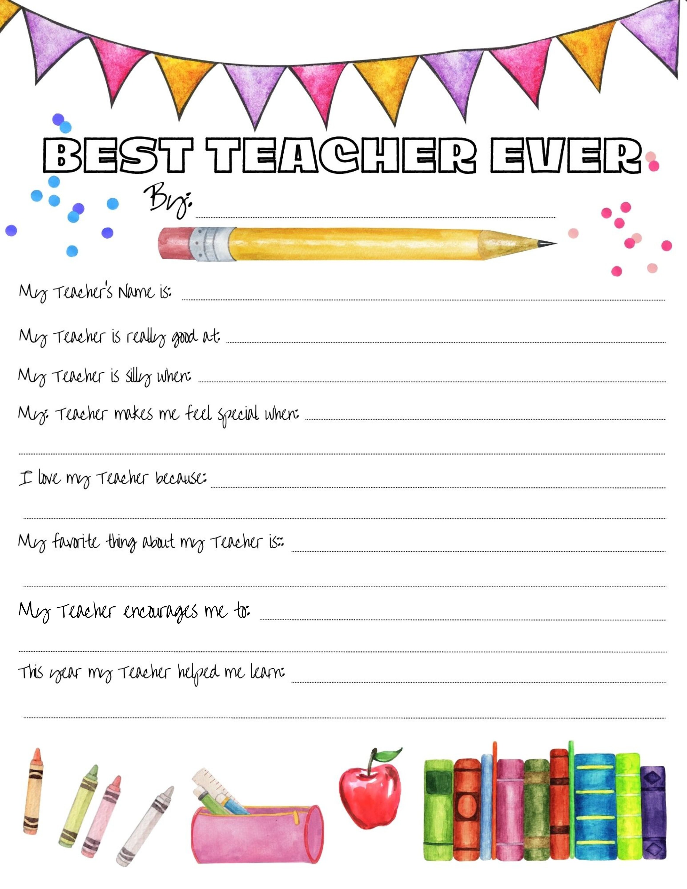 Teacher Appreciation Week Printable Teacher Thank You Page - Etsy