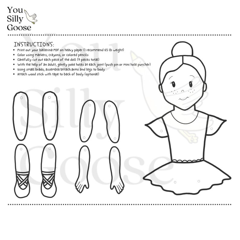 Craft paper Doll Ballerina Craft Articulated Doll Paper Craft Art ...
