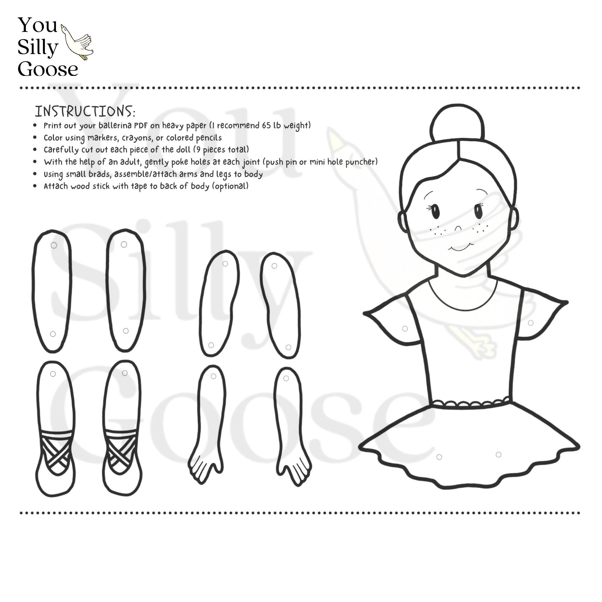 Craft paper Doll Ballerina Craft Articulated Doll Paper Craft Art ...