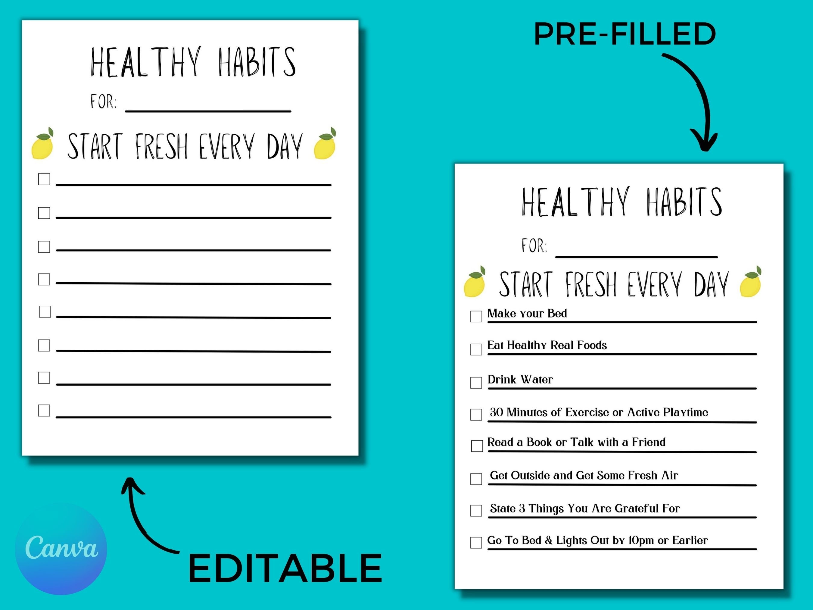 Healthy Habits Checklist | Kids Daily Routine | Reward Chart | Daily ...