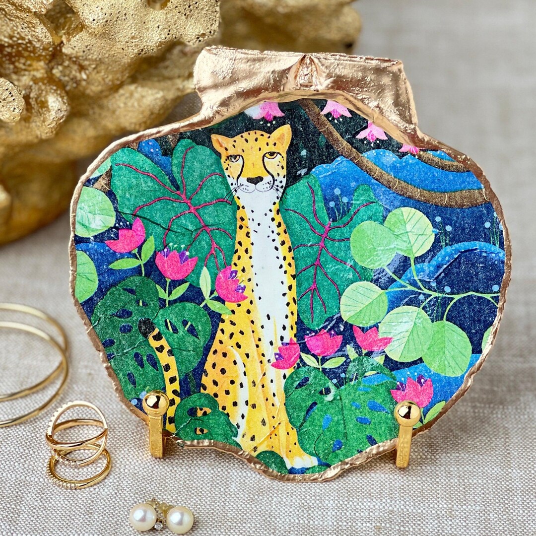 Silly Cheetah Scallop Shell - Etsy