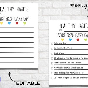 Kids Daily Routine Chart: Healthy Habits Checklist (PDF Editable in ...