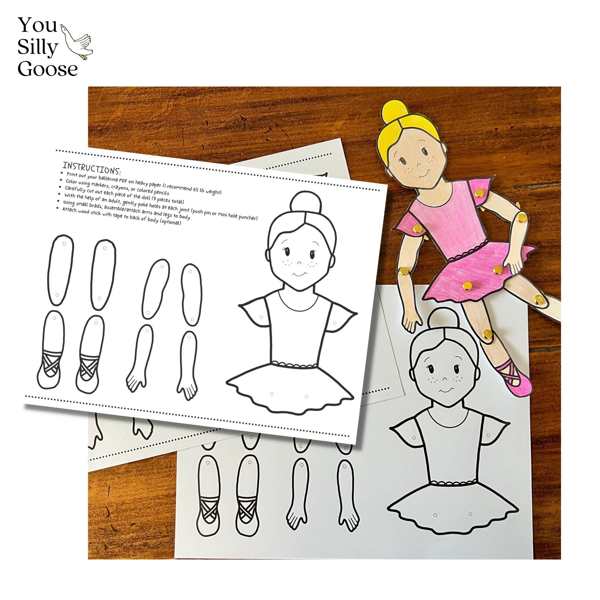 Craft paper Doll Ballerina Craft Articulated Doll Paper Craft Art ...