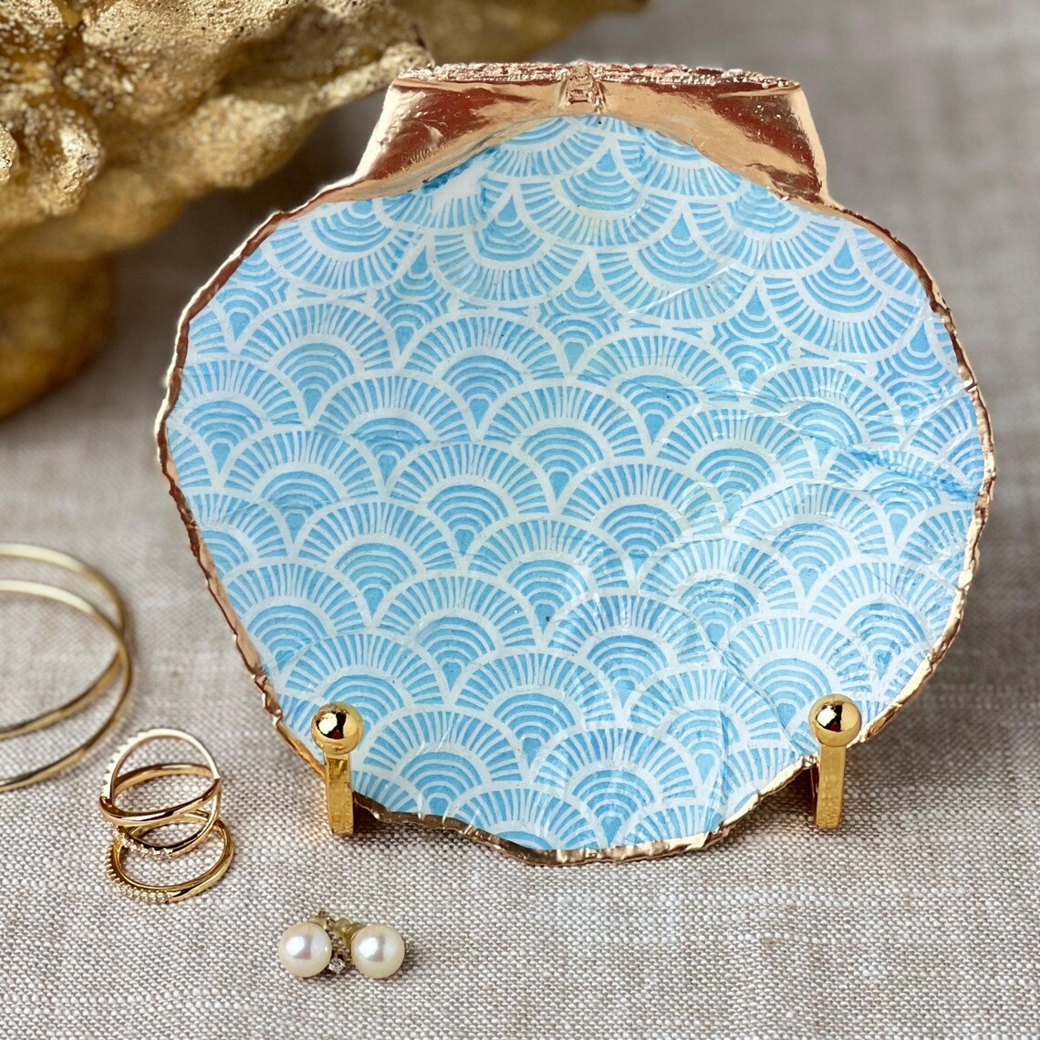 Blue Pattern Scallop Shell - Etsy