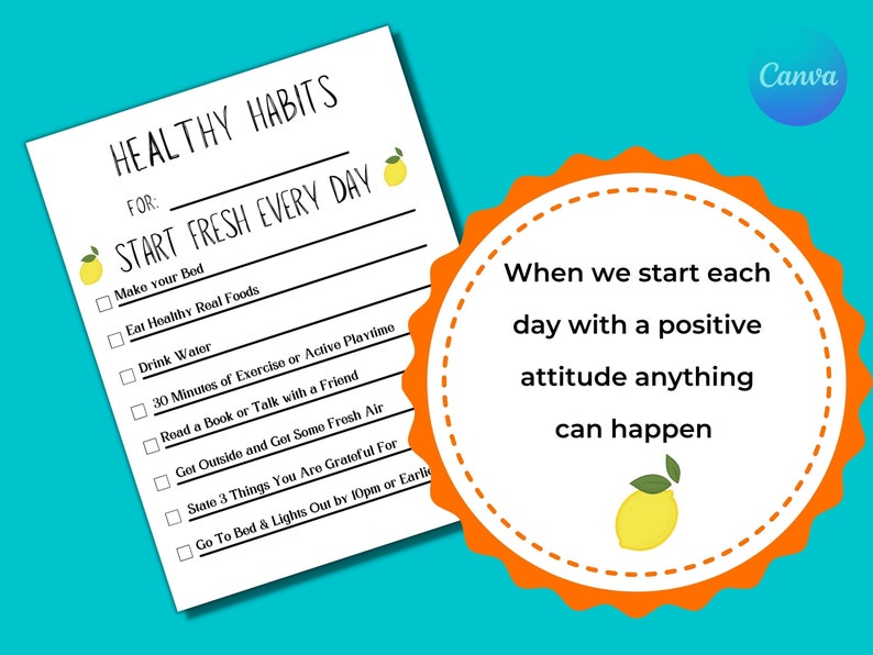 Healthy Habits Checklist Kids Daily Routine Reward Chart - Etsy