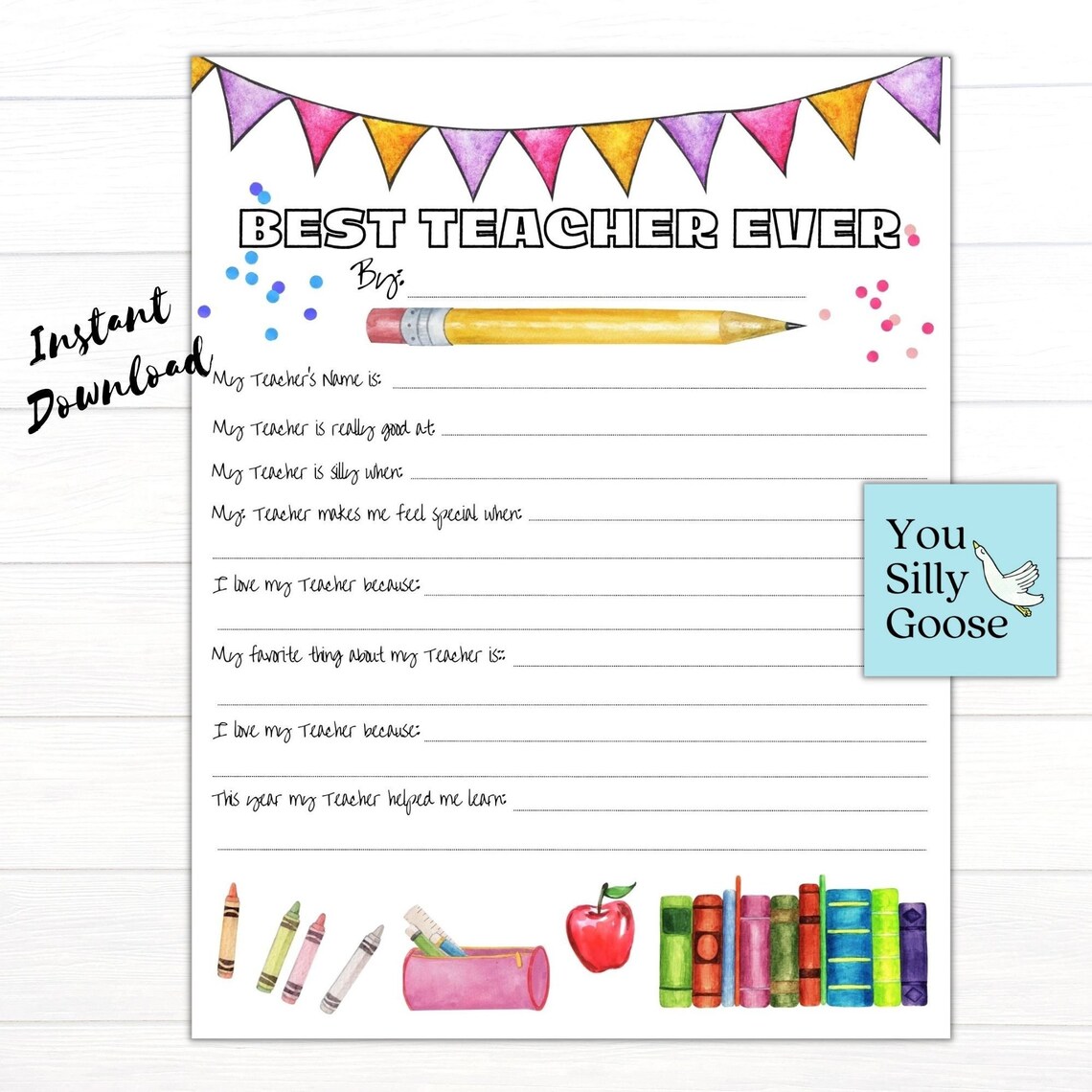 Teacher Appreciation Week Printable Teacher Survey Teacher - Etsy