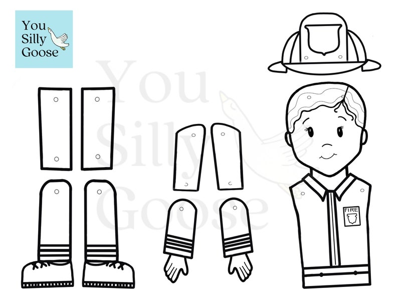 Craft paper Doll Police Officer Fire Fighter Articulated - Etsy