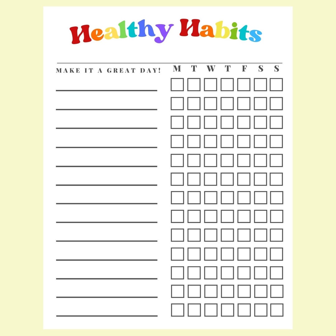 Healthy Habits Checklist, Kids Daily Routine, Printable Daily Routine ...