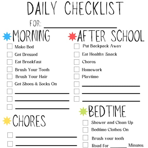 Healthy Habits Checklist Kids Daily Routineprintable Daily - Etsy