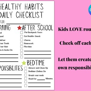 Healthy Habits Checklist | Kids Daily Routine | Reward Chart | Daily ...