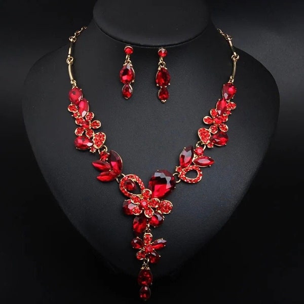 Red Necklace Set - Etsy