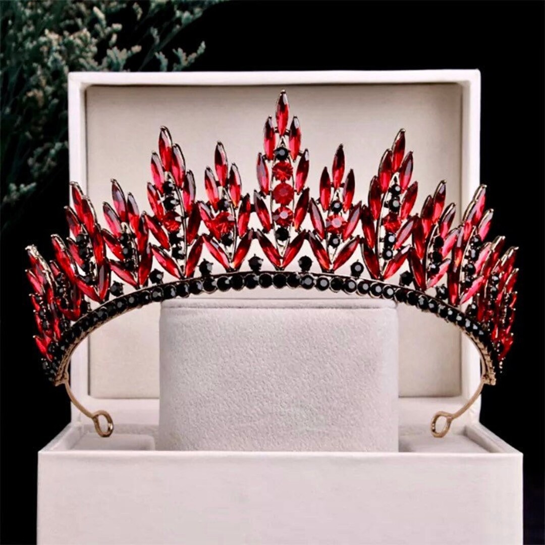 Baroque Red Black Crystal Bridal Tiara Crown Wedding - Etsy