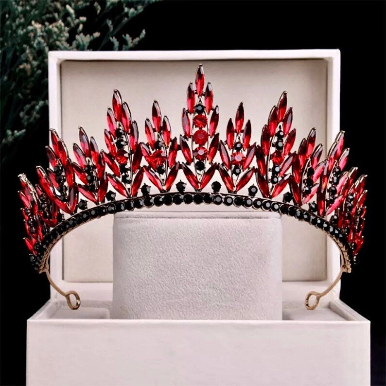 Baroque Red Black Crystal Bridal Tiara Crown Wedding - Etsy
