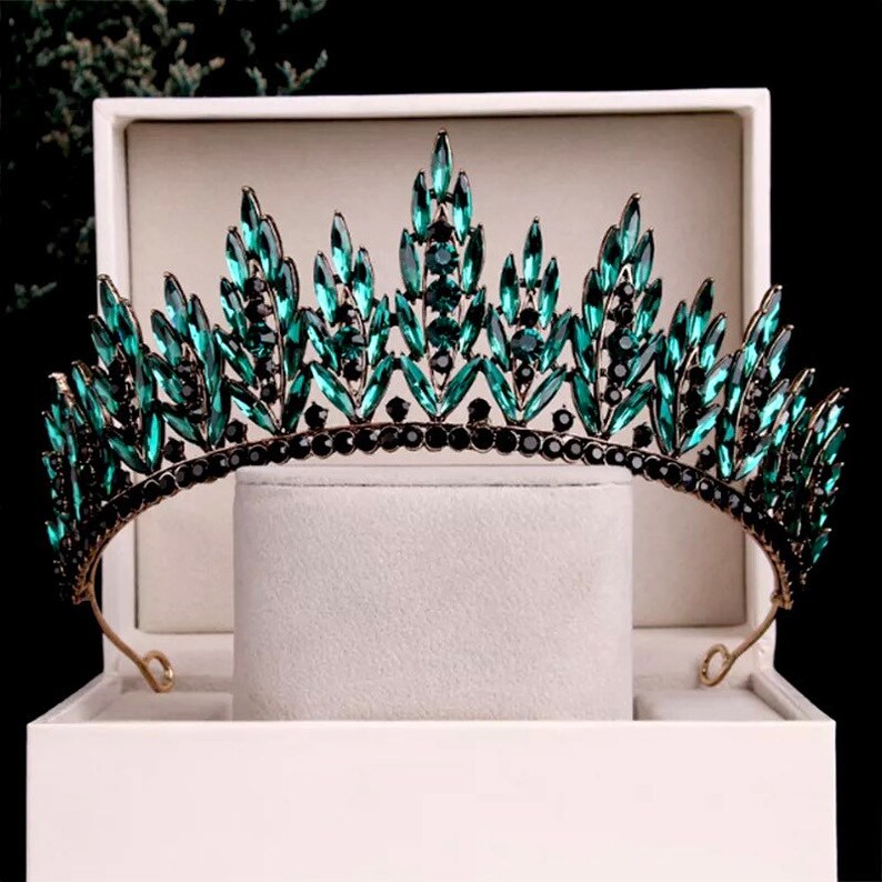 Baroque Red Black Crystal Bridal Tiara Crown Wedding - Etsy