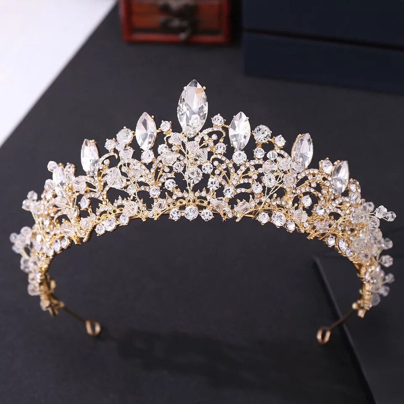 Baroque Rose Gold Crystal Tiara Wedding Headpiece for Brides - Etsy