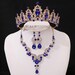 Blue Gold Baroque Bridal Tiara Set, Crystal Wedding Necklace Earrings ...