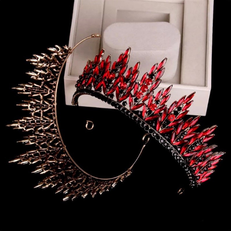 Baroque Red Black Crystal Bridal Tiara Crown Wedding - Etsy