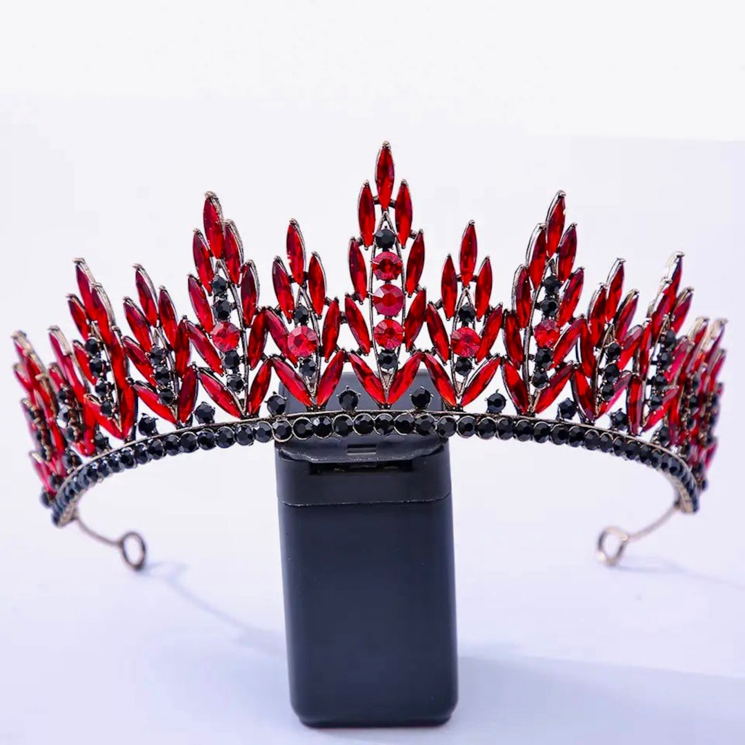 Baroque Red Black Crystal Bridal Tiara Crown Wedding Rhinestone Prom ...
