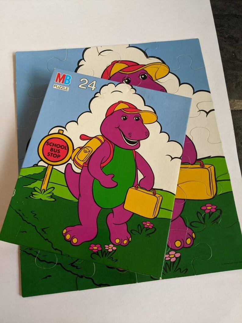 Vintage 1993 Barney at the Bus Stop Puzzle - Etsy