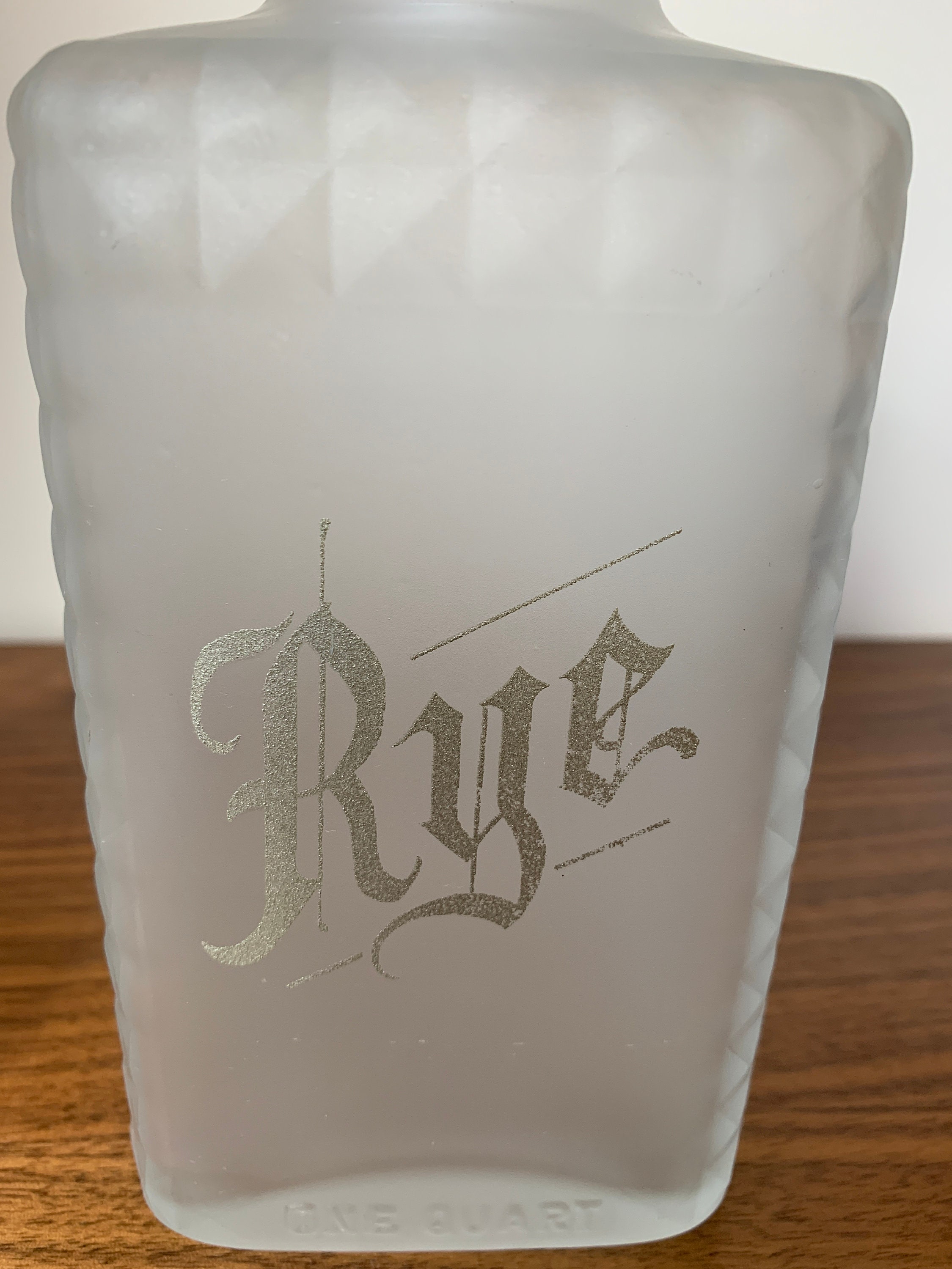 Vintage Decanter Set Scotch and Rye With Chrome Holder Frosted - Etsy