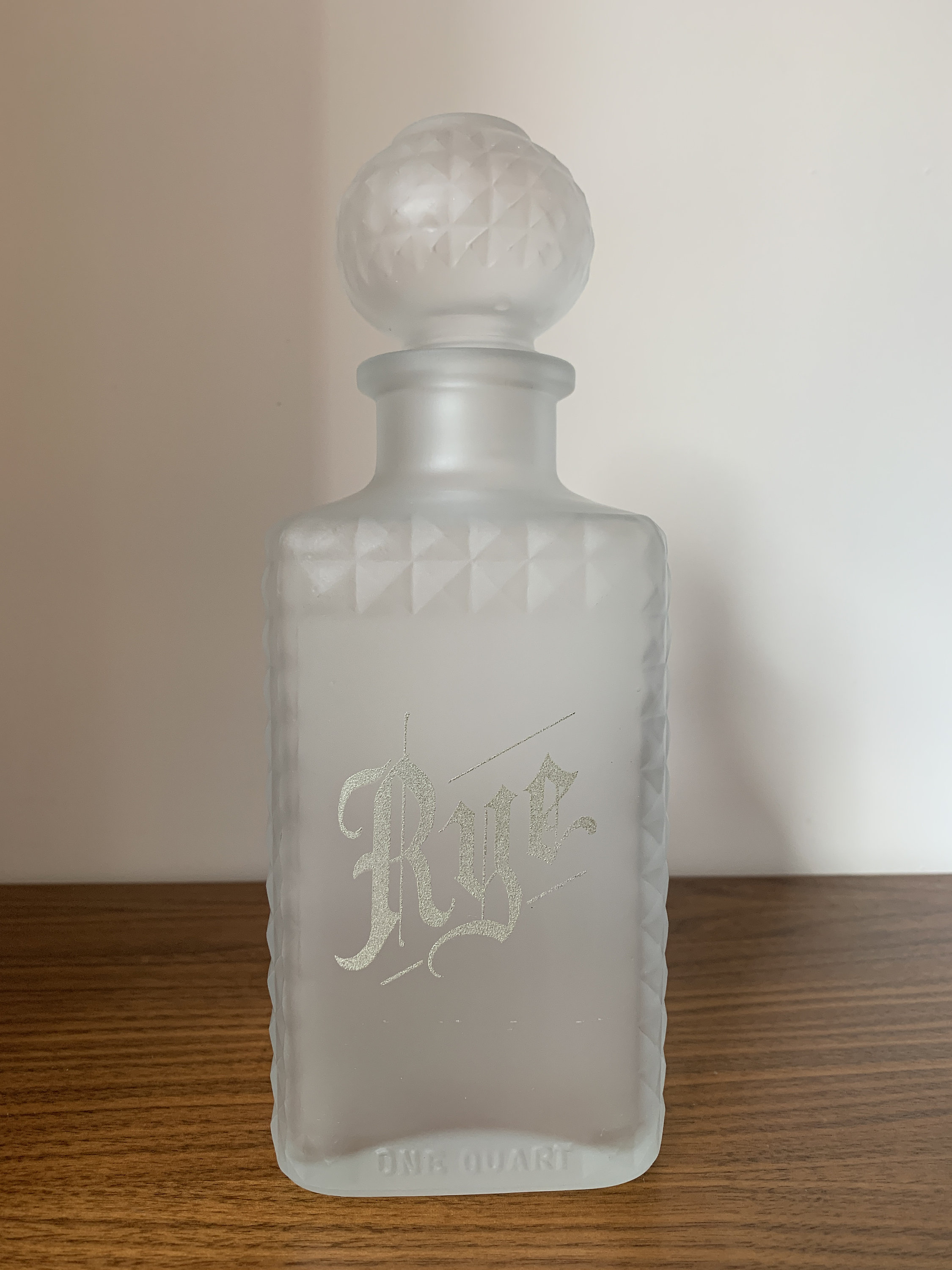 Vintage Decanter Set Scotch and Rye With Chrome Holder Frosted - Etsy