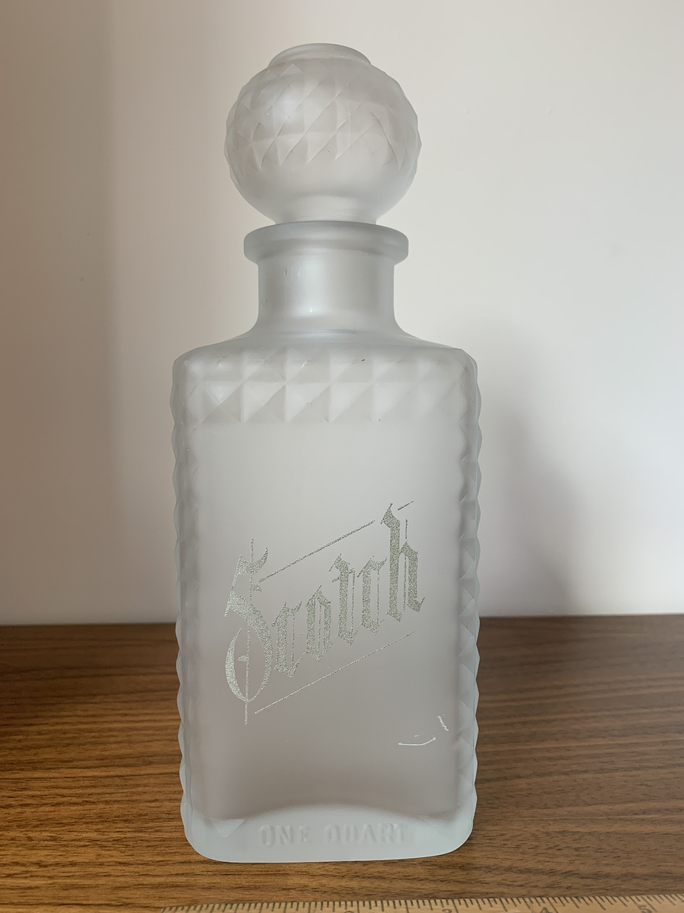 Vintage Decanter Set Scotch and Rye With Chrome Holder Frosted - Etsy