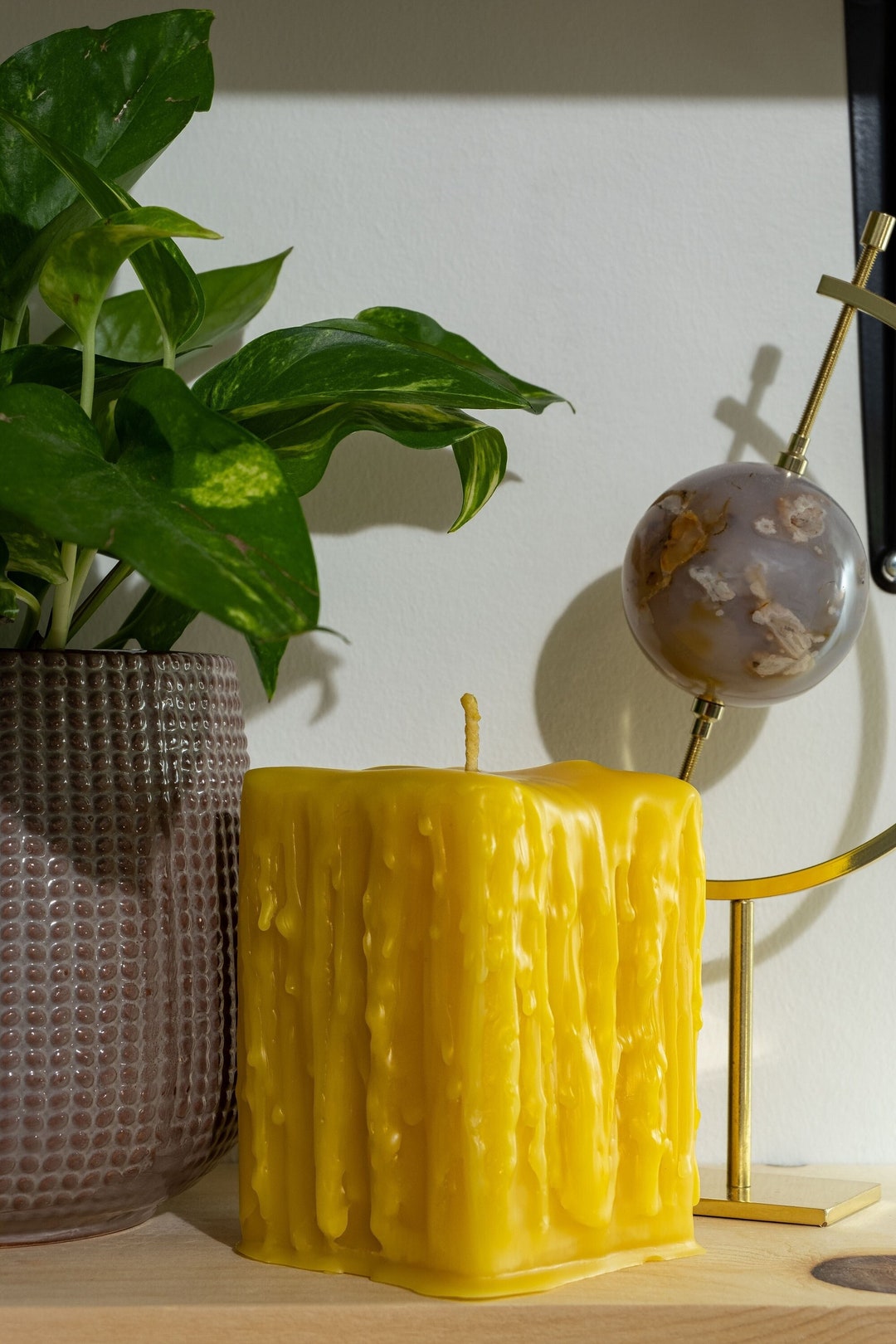 Beeswax Candle, Rustic Pillar Candles, Square Drip Candles, Bees Wax ...