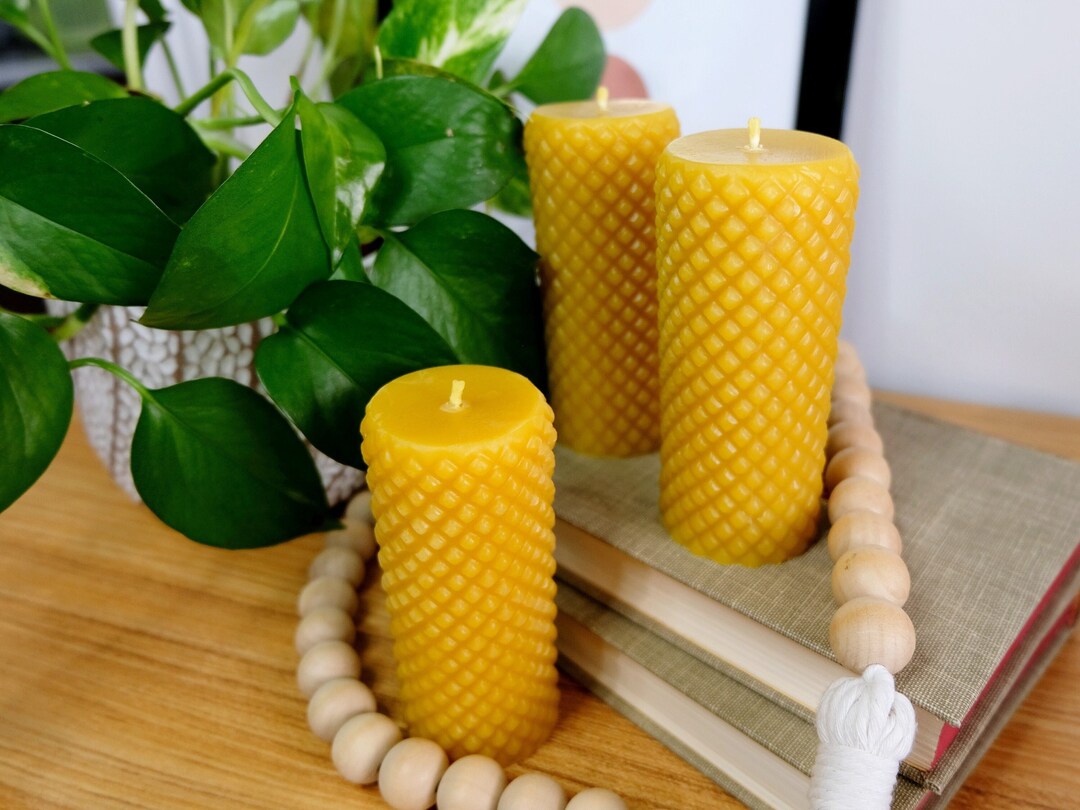 Beeswax Pillar Candles, Beeswax Candle, Unique Shaped Bees Wax Candles ...
