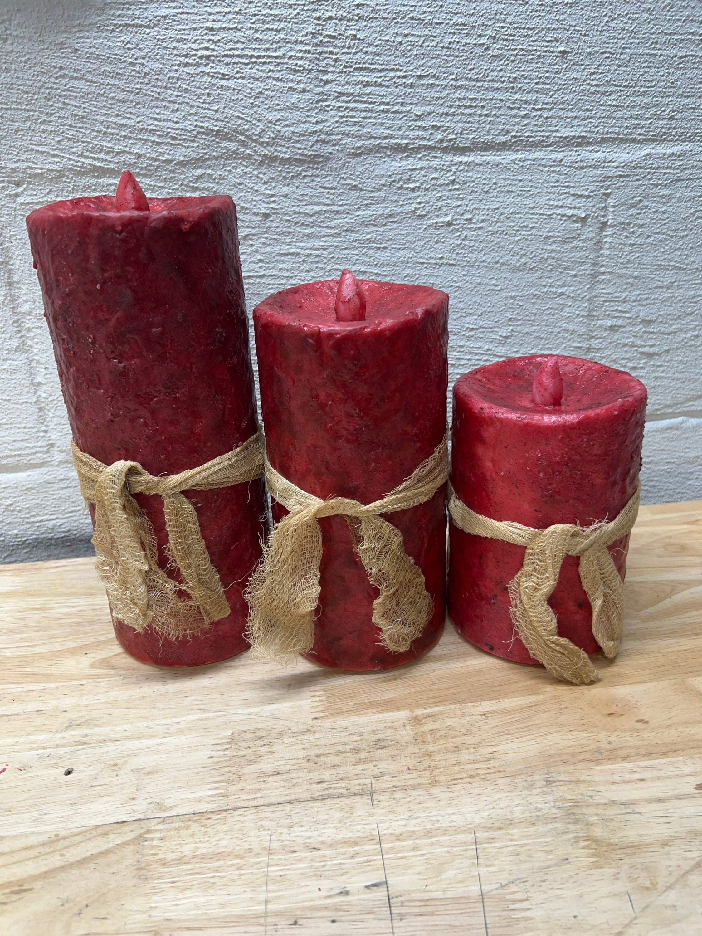 Primitive Pillar Candles Covered in Red Wax - Etsy
